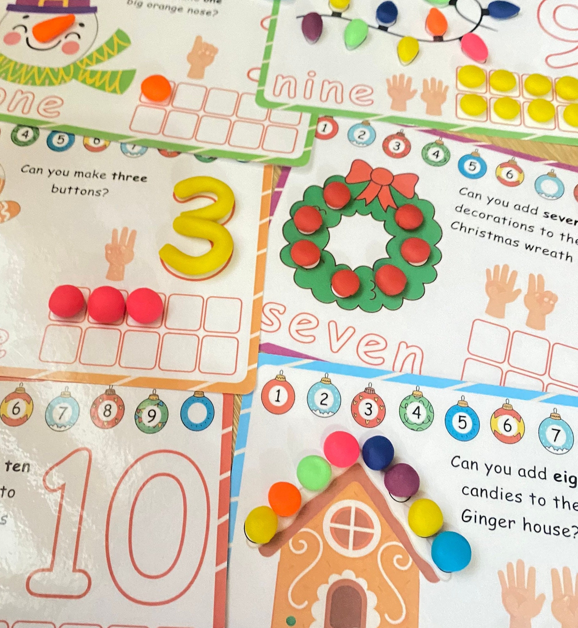 Christmas Play Doh Mats, Toddler Printable Play Dough Activity, Numbers ...