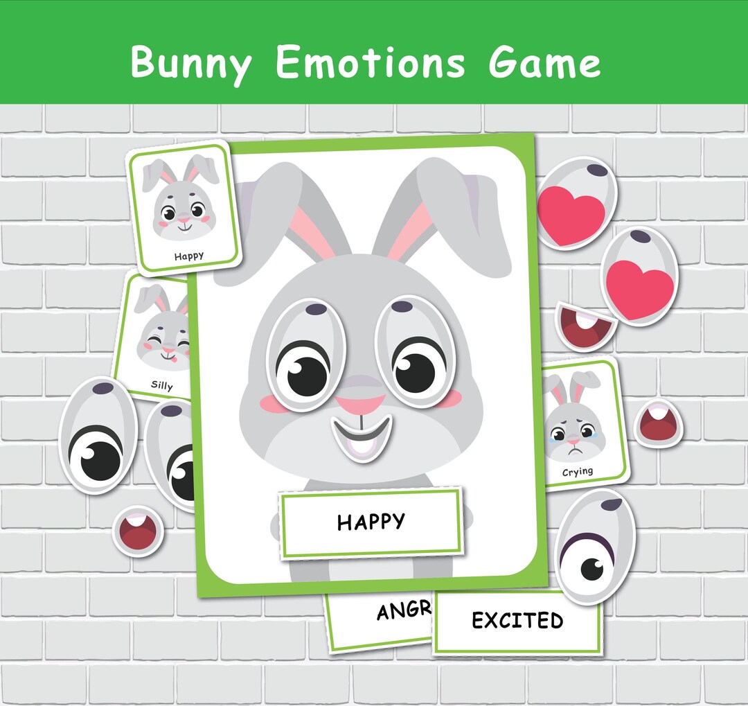 Bunny Emotions and Feelings Matching Game, Activity for Kids ...
