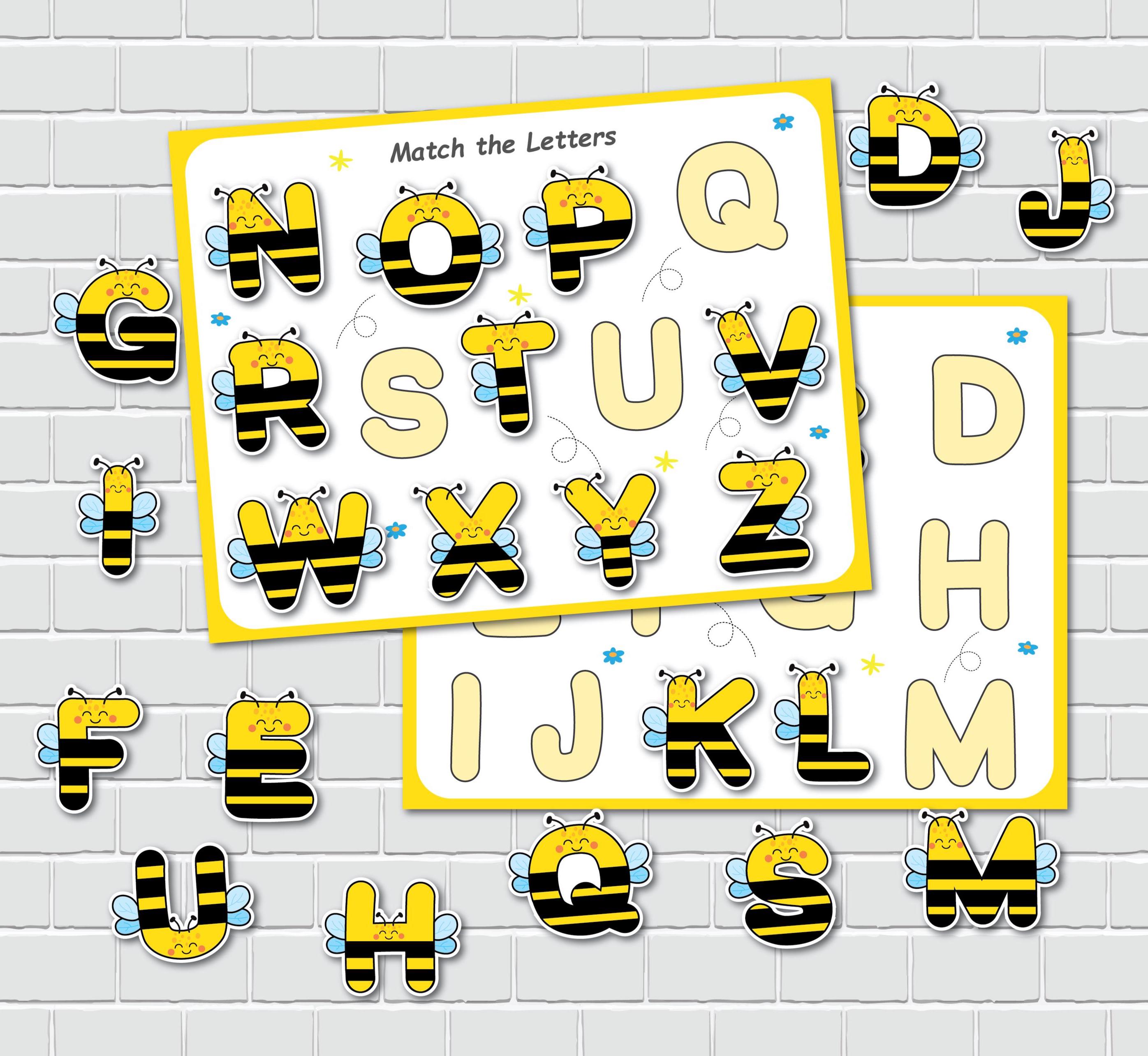 Bee Alphabet Matching Game: Summer Busy Book Printable (PDF Download ...