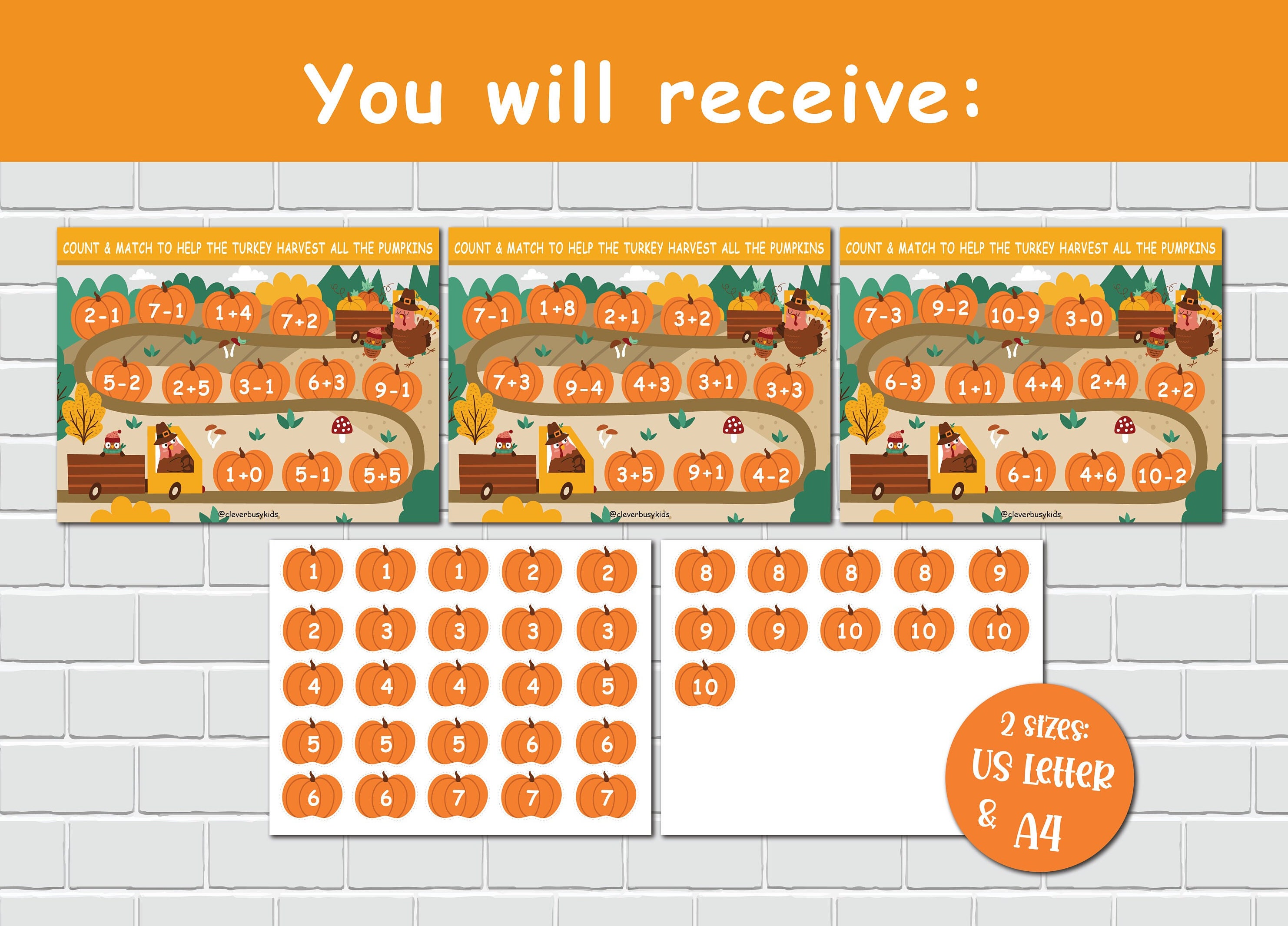 Addition and Subtraction Fall Activity Preschool Math - Etsy
