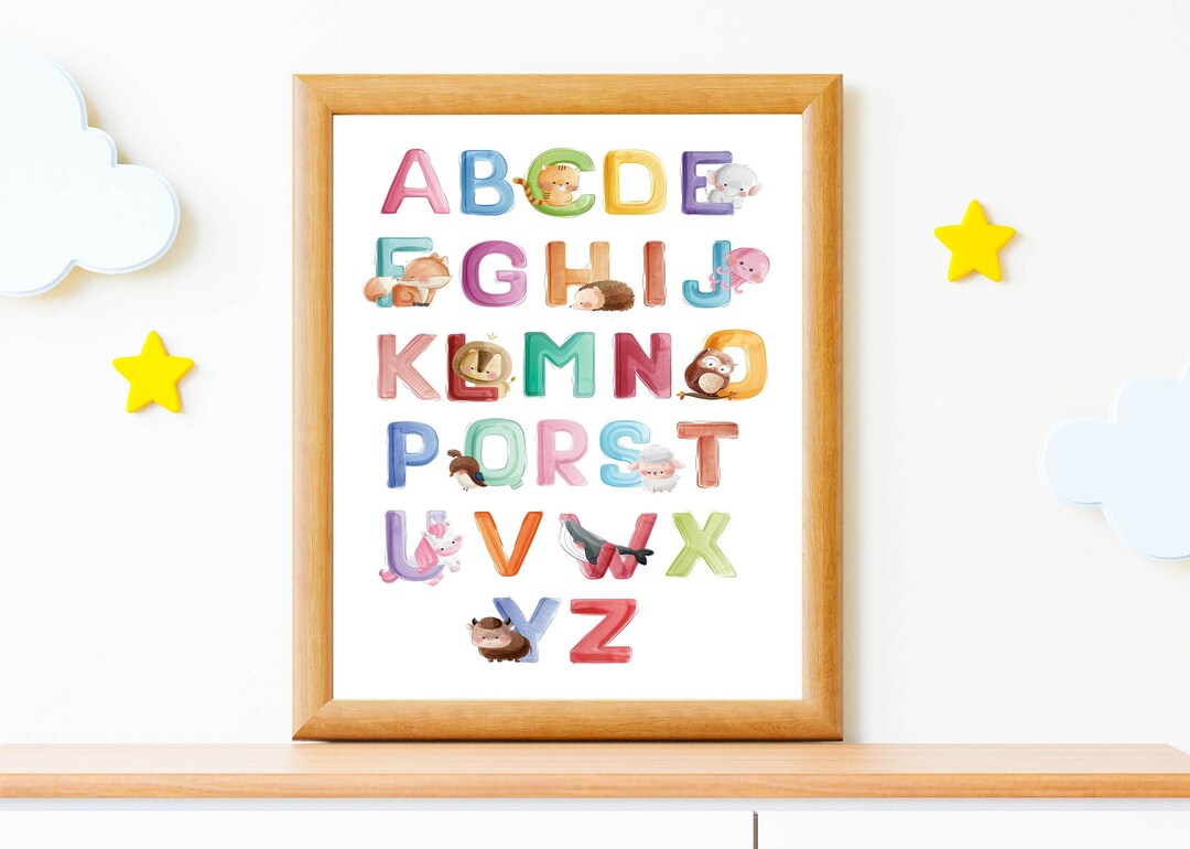 Alphabet Poster for Kids. Watercolor Alhabet Educational Print ...