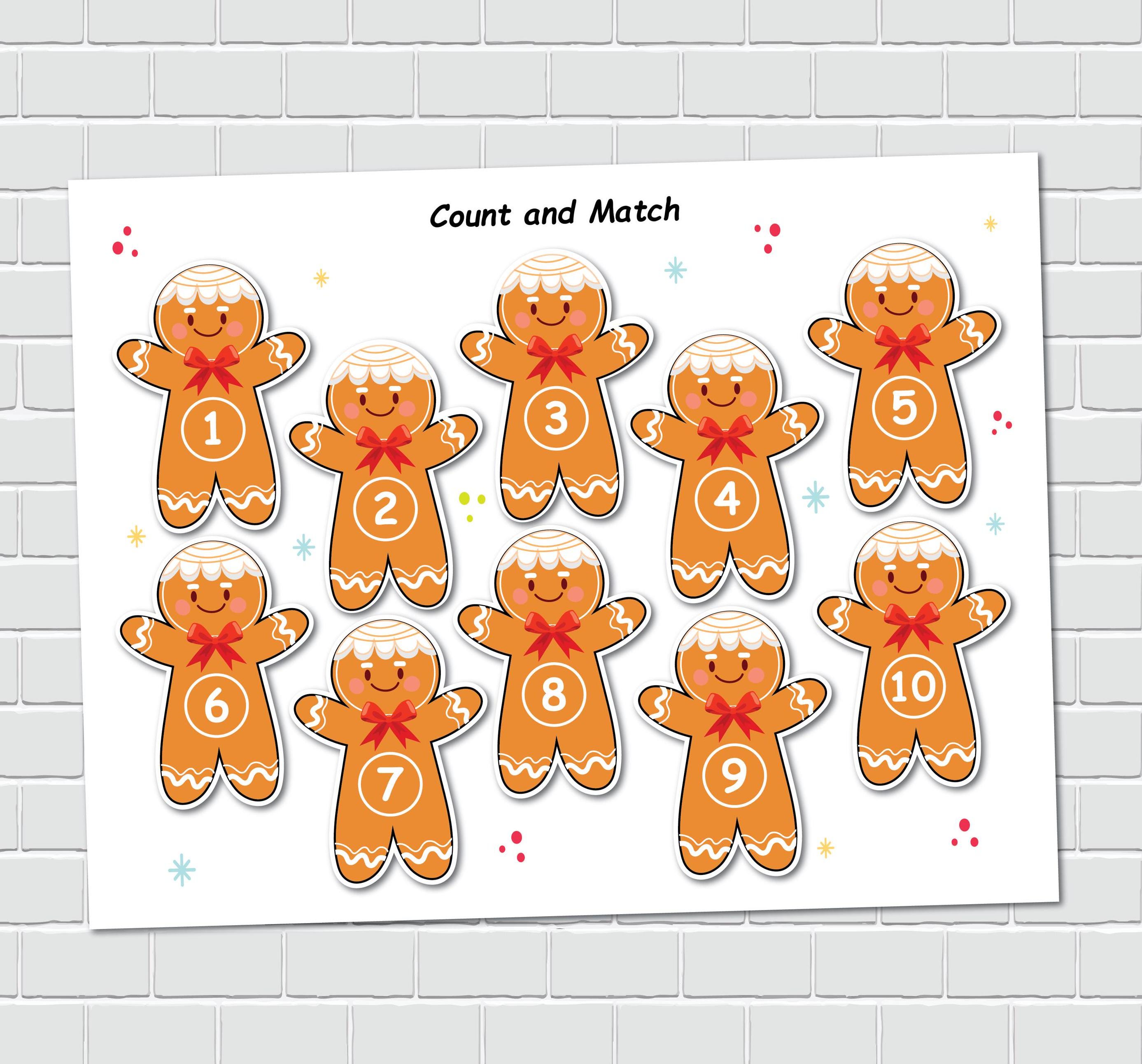 Gingerbread Man Counting Game, Christmas Printable, Math Activity ...