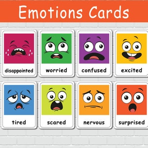 Emotions Flash Cards, Feelings Montessori Printable Activity, Preschool ...