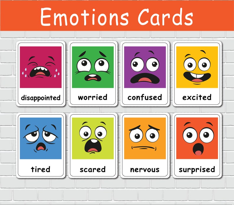 Emotions Flash Cards Feelings Montessori Printable Activity - Etsy