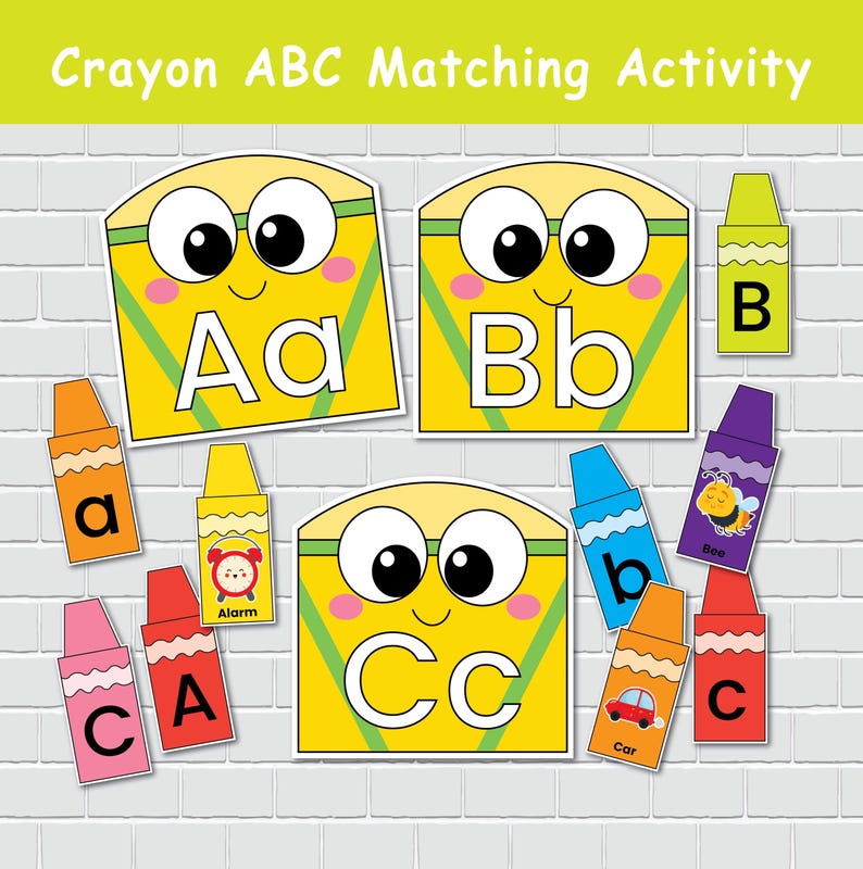 Crayon ABC Matching Game: Alphabet Busy Book, Preschool Learning ...