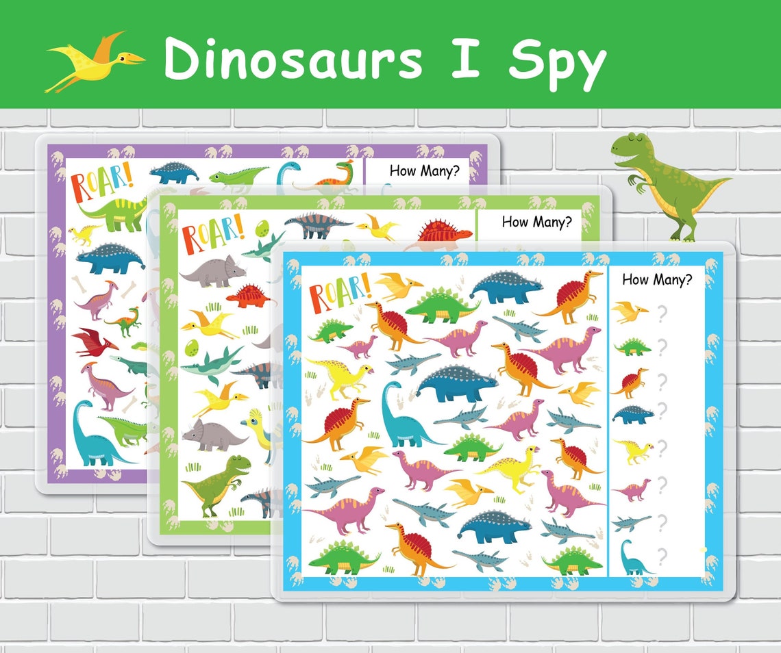Dinosaurs I Spy Activity Preschool Look and Find Counting - Etsy