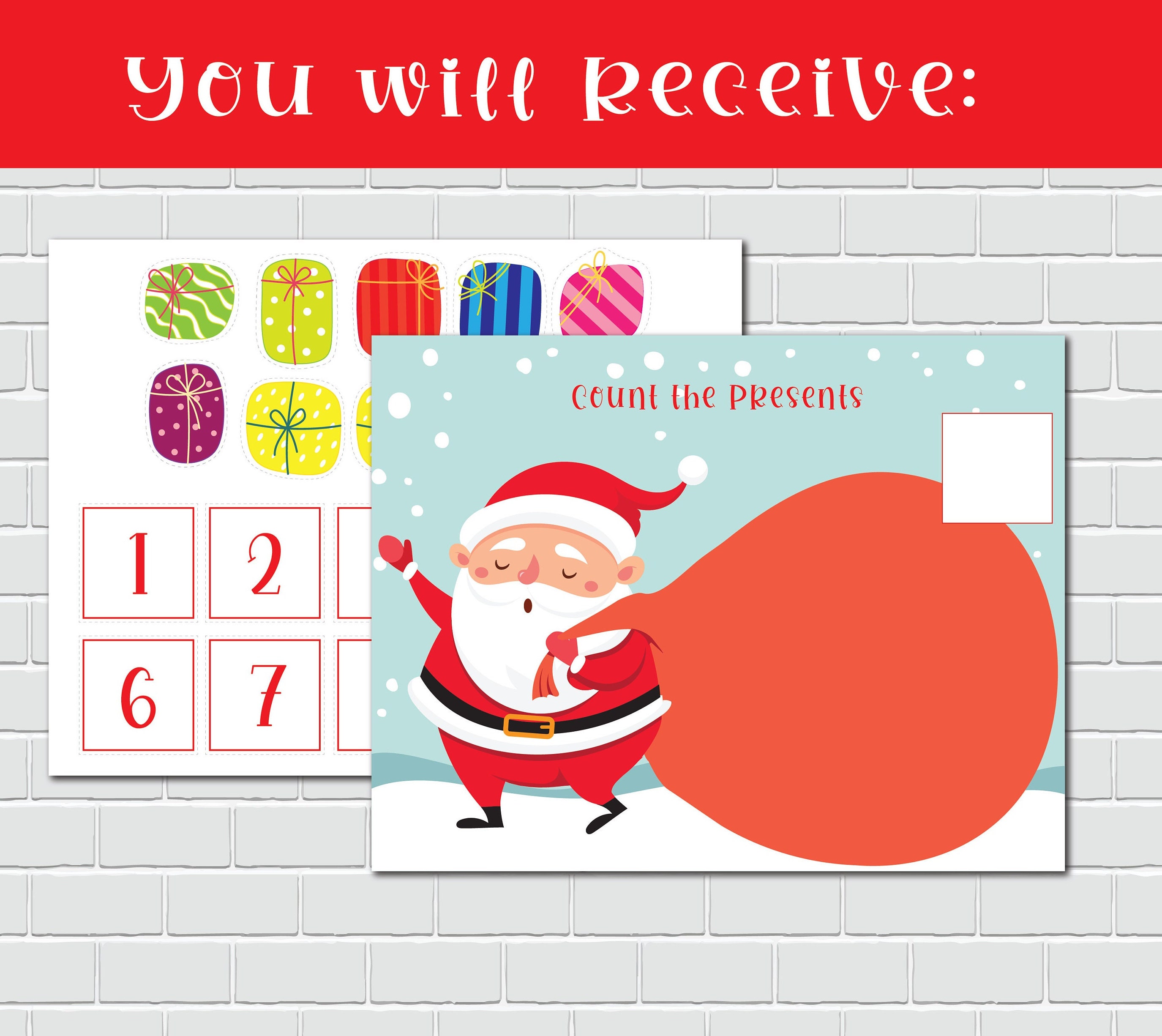 Christmas Counting Activity. Toddler Ten Frame. Montessori Material ...