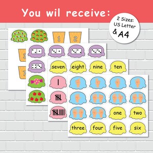 Ice Cream Matching Numbers Printable Activity for Kids. Homeschool ...