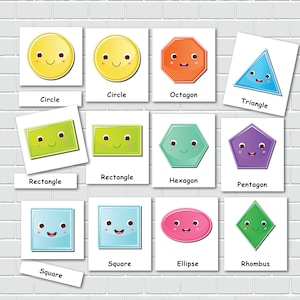 2D Shapes Flashcards, Three Part Flash Cards, Geometric Shapes ...