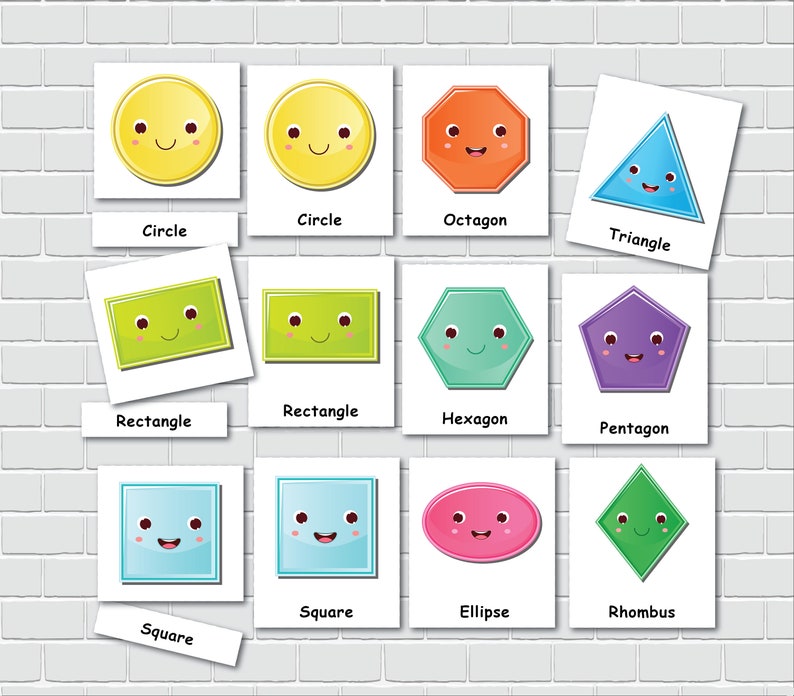 2D Shapes Flashcards, Three Part Flash Cards, Geometric Shapes ...