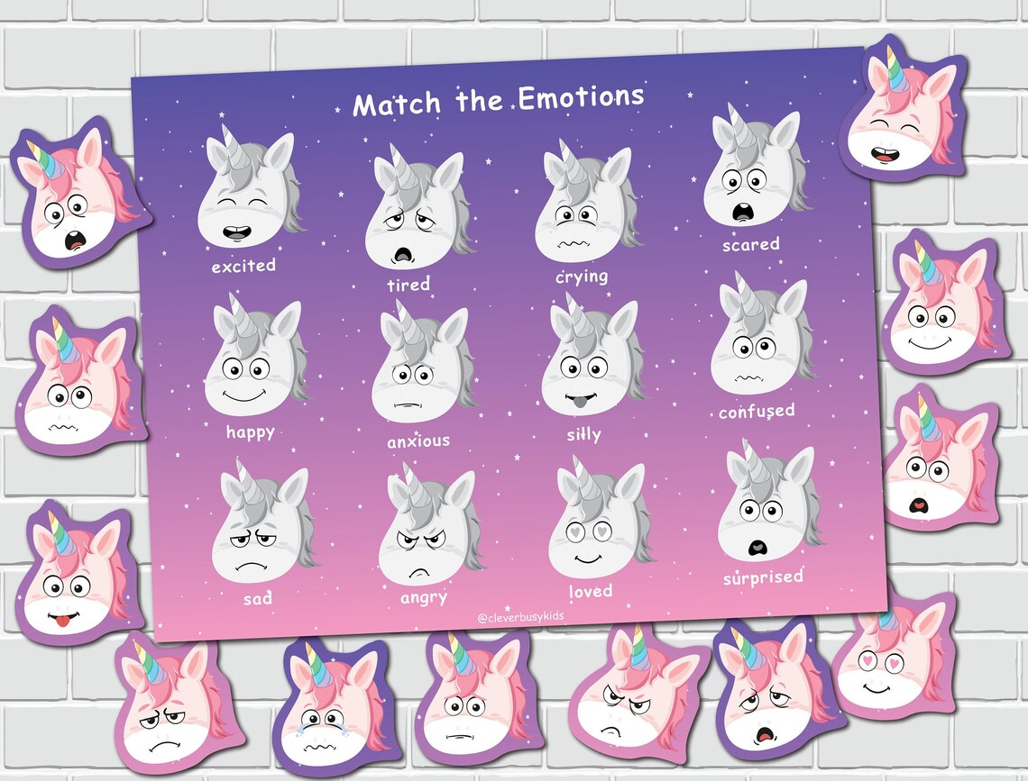 Unicorn Emotions Activity for Kids Toddler Feelings Matching - Etsy