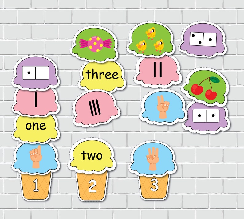 Ice Cream Matching Numbers Printable Activity for Kids. Homeschool ...