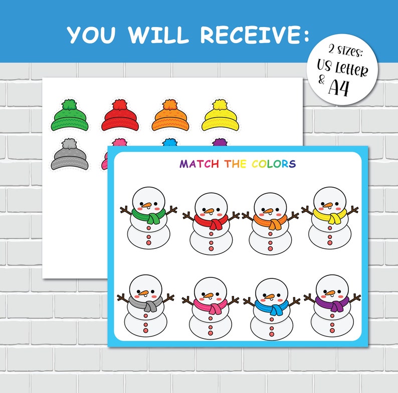 Color Sorting Matching Game, Winter Busy Book Page, Toddler Printable ...
