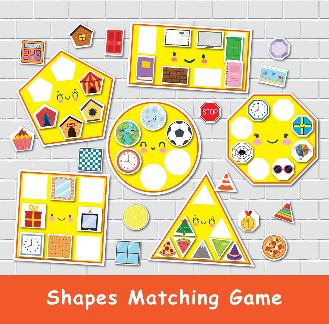 Shapes Matching Activity for Kids, 2D Shapes Sort and Match, Toddler ...