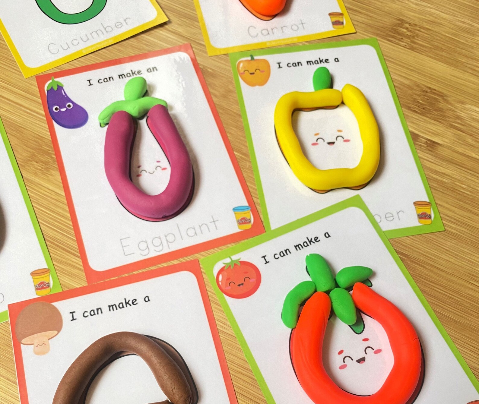 Play Doh Mats, Vegetables Printable Play Dough, Montessori Play Doh ...