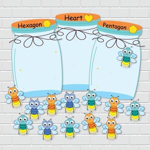 Fireflies in a Jar Shapes Matching Activity, 2D Shapes Center, Summer ...