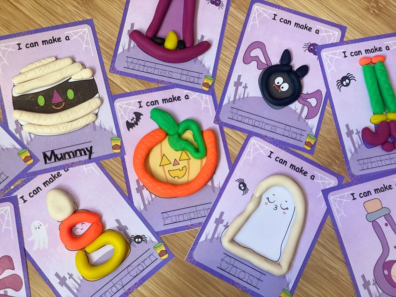 Halloween Play Dough Mats Printable Play Doh Preschool - Etsy