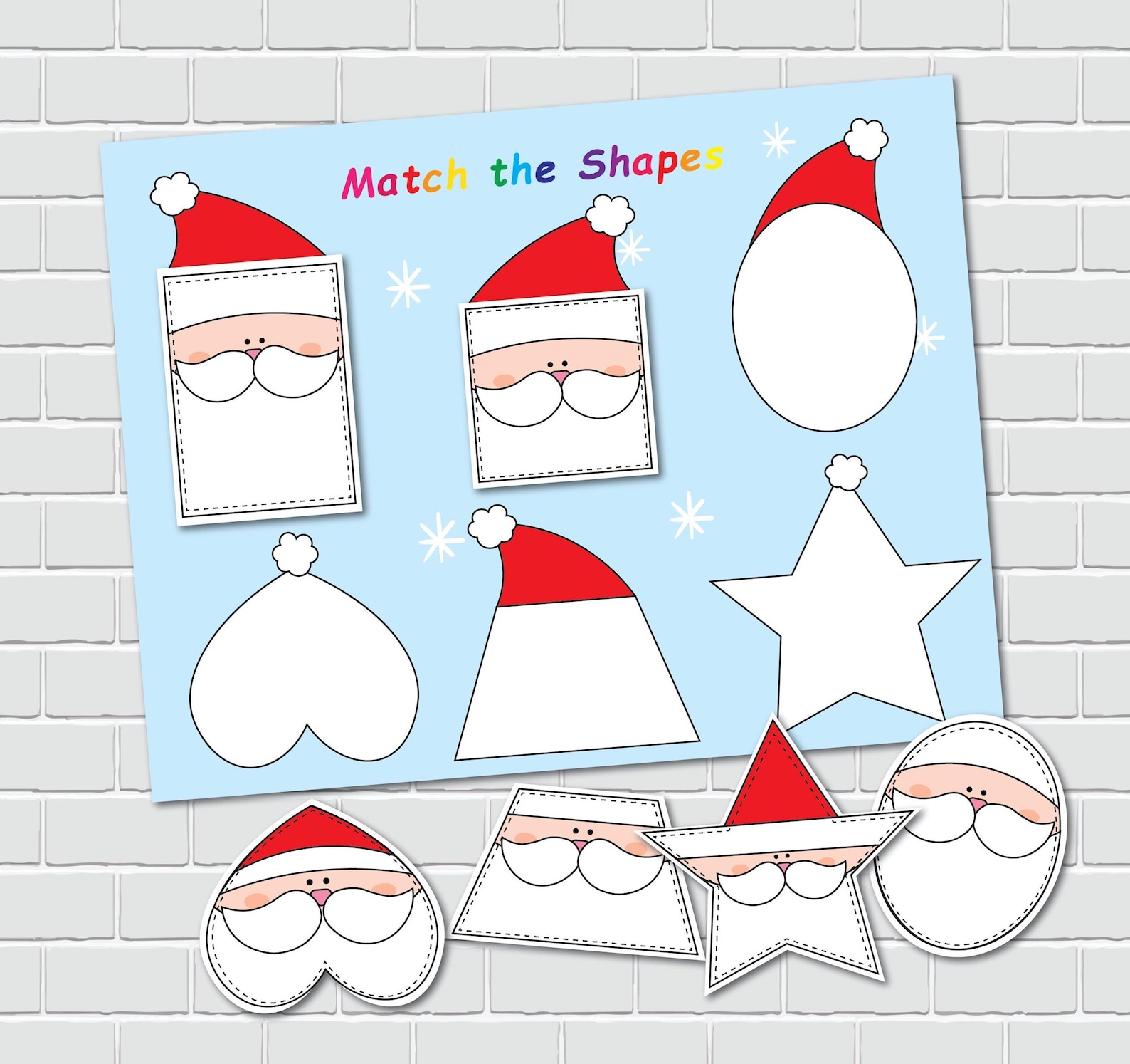 Santa Shapes Matching Activity, 2D Shapes, Christmas Busy Book Page ...