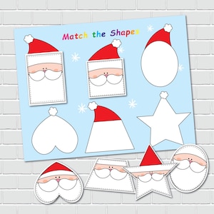 Santa Shapes Matching Activity, 2D Shapes, Christmas Busy Book Page ...
