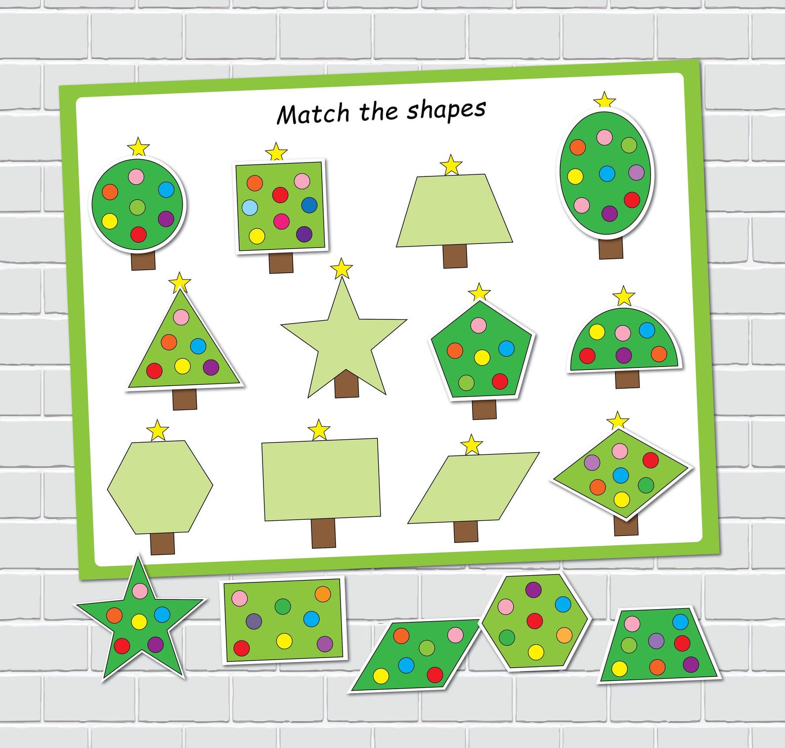 Christmas Tree Shape Matching Activity, Preschool Learning (digital ...