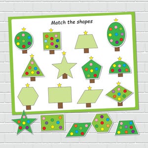 Christmas Tree Shape Matching Activity, Preschool Learning (digital ...