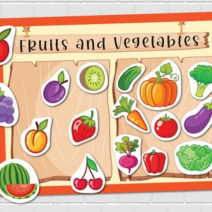 Fruits and Vegetables Sorting Printable Activity. Farm Busy Book Page ...