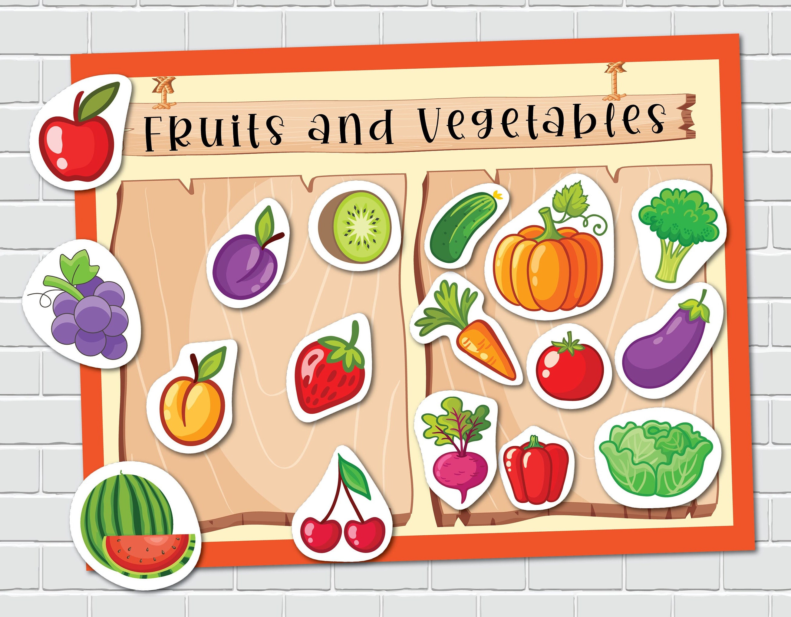 Fruits and Vegetables Sorting Printable Activity. Farm Busy Book Page ...