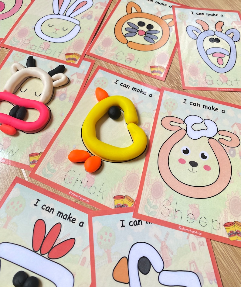 Farm Animals Play Doh Mats Printable Play Dough Montessori - Etsy