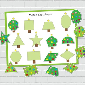 Christmas Tree Shape Matching Activity, 2D Shapes, Winter Busy Book ...