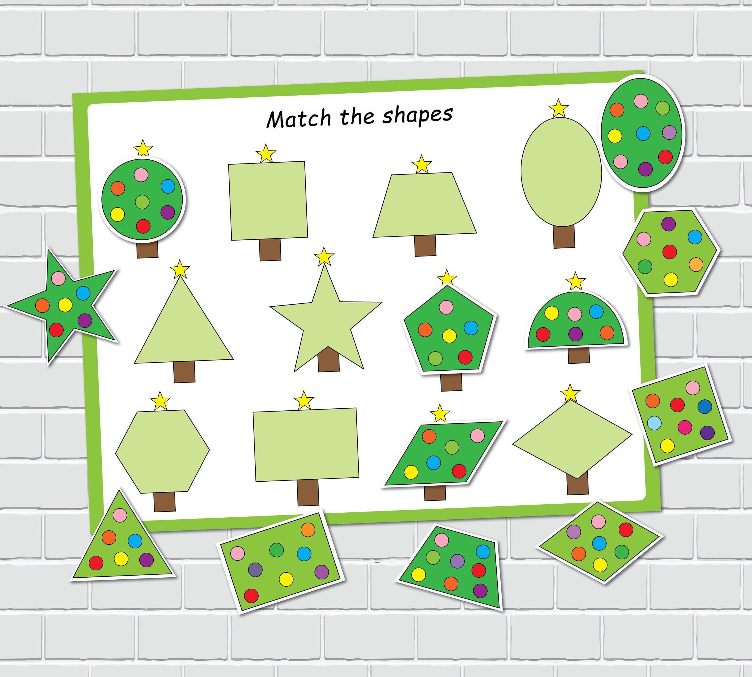 Christmas Tree Shape Matching Activity, Preschool Learning (digital ...