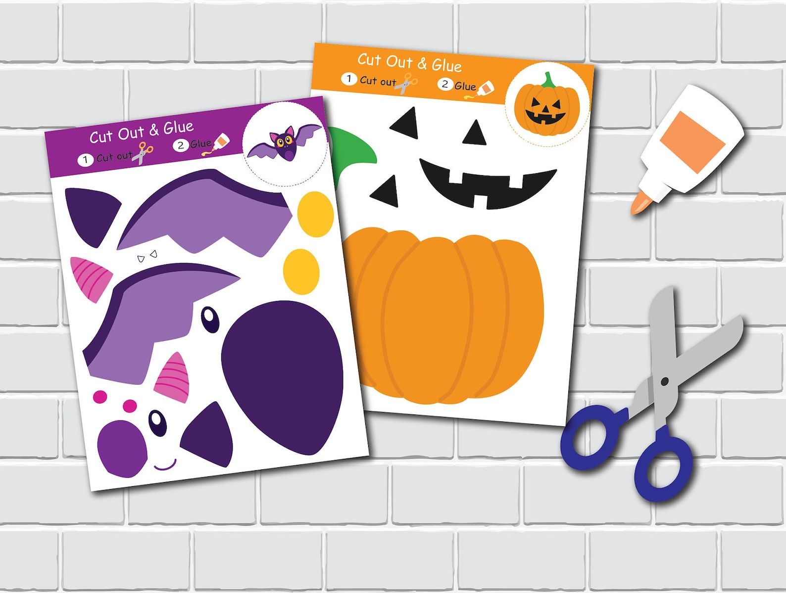 Halloween Cut Out and Glue Activity for Kids. Preschool - Etsy