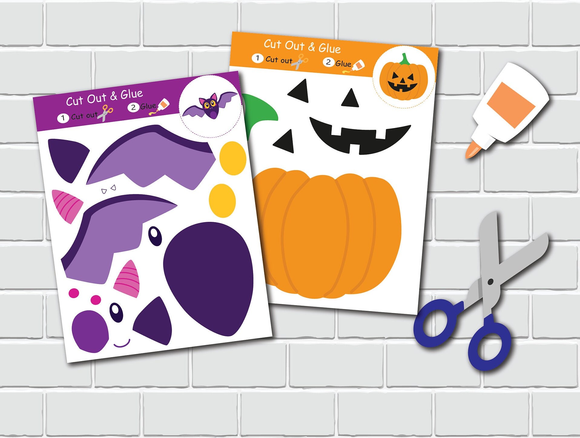 Halloween Cut Out and Glue Activity for Kids. Preschool - Etsy