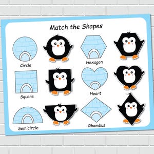 Penguin Shapes Activity, 2D Shapes, Winter Busy Book, File Folder Games ...