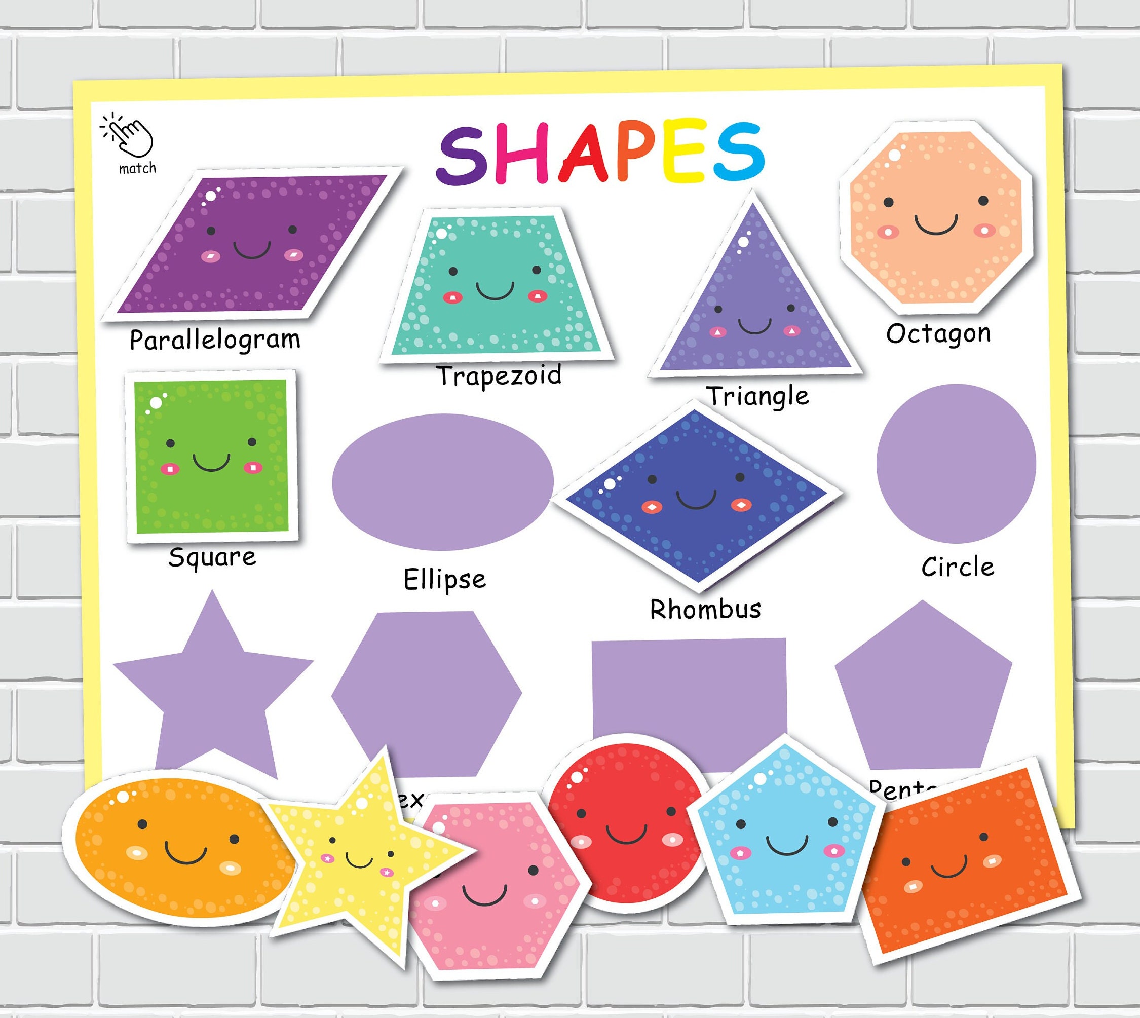 Shapes Matching Actvity. Toddlers Sort and Match Game. Preschool ...