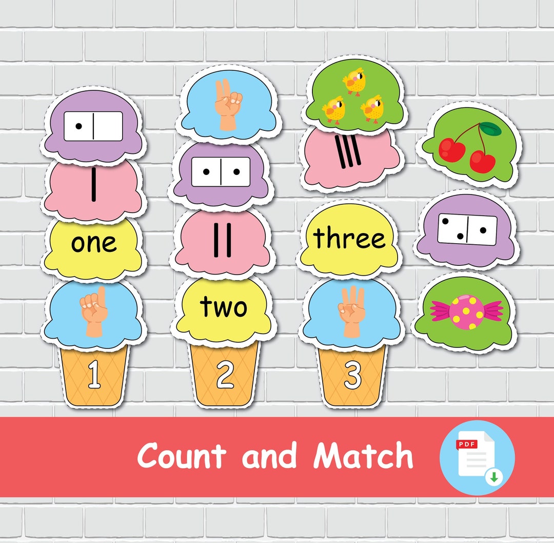 Ice Cream Matching Numbers Printable Activity for Kids. Homeschool ...