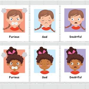 Emotions Flashcards, Feelings 3 Part Cards, Montessori Printable ...