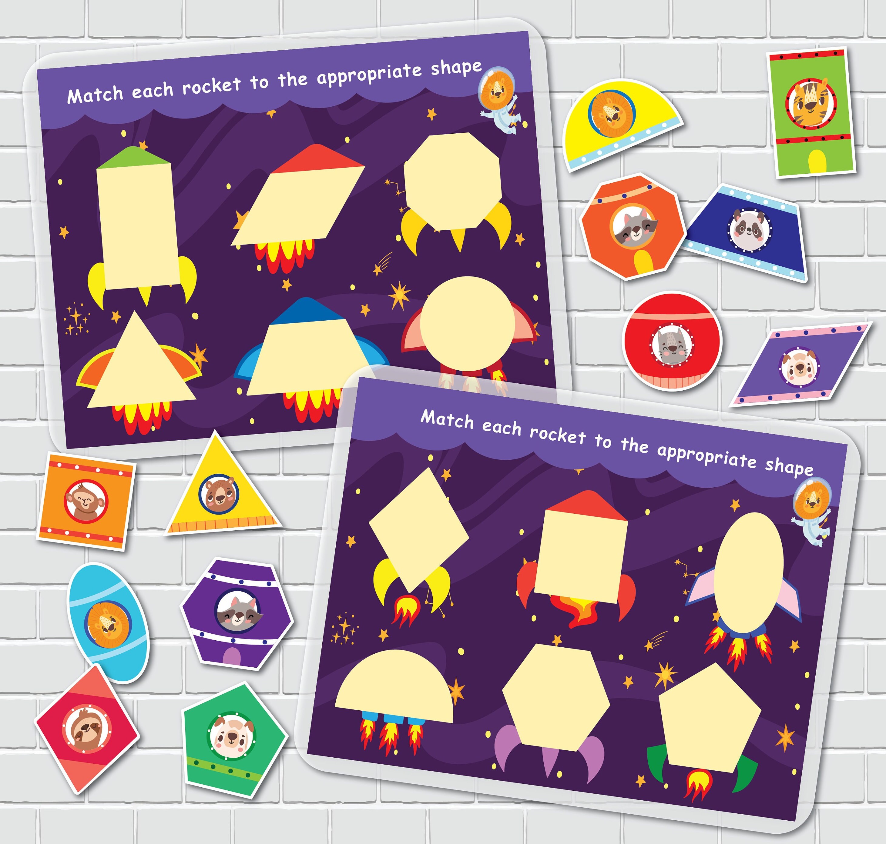 Shape Matching Activity, 2D Shapes, Space Busy Book Page, File Folder ...