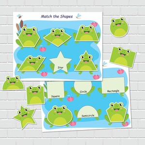 Frog Shape Matching Activity, 2D Shapes, Spring Learning Binder ...