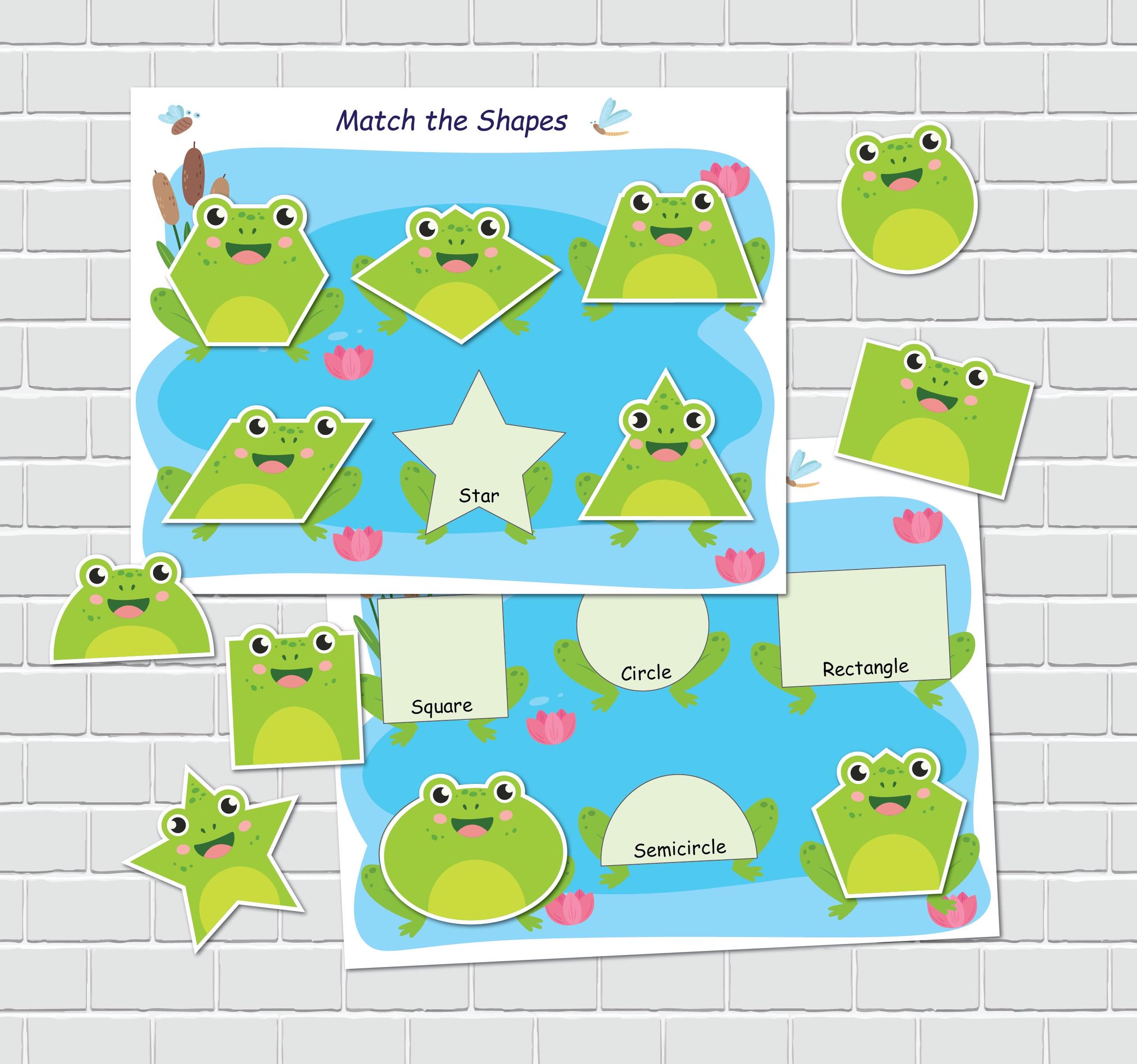 Frog Shape Matching Activity, 2D Shapes, Spring Learning Binder ...