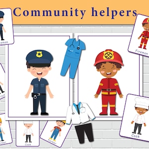 Community Helpers Dress up Preschool Printable Worksheets | Etsy