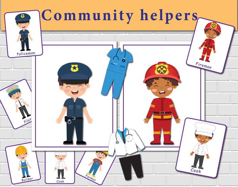 Community Helpers Dress up Preschool Printable Worksheets | Etsy