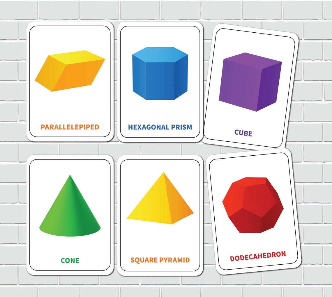 3D Shapes Flash Cards. Preschool Learning Activity. Kids - Etsy Canada