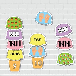 Ice Cream Matching Numbers Printable Activity for Kids. Homeschool ...