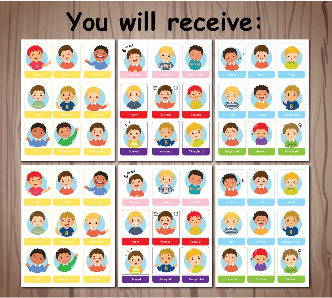Emotion Flashcards Kids Feelings Flash Cards Montessori - Etsy