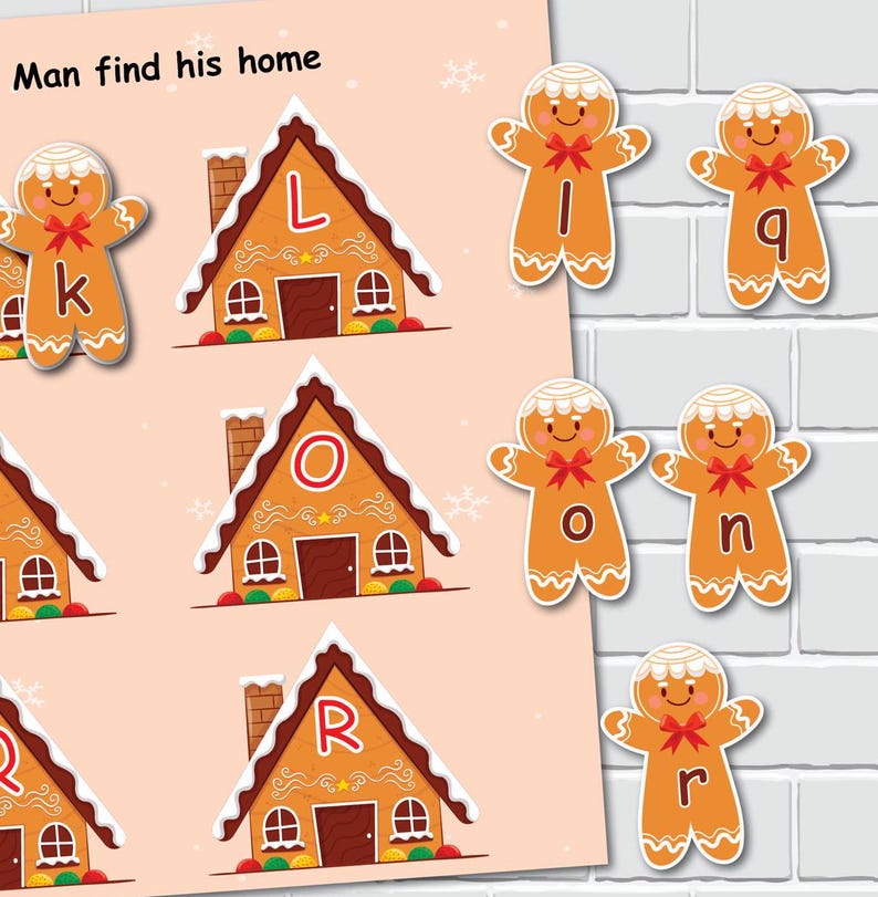 Gingerbread Man Alphabet Activity for Kids, ABC Matching Printable ...