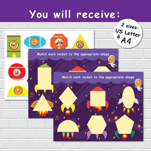 Shape Matching Activity, 2D Shapes, Space Busy Book Page, File Folder ...