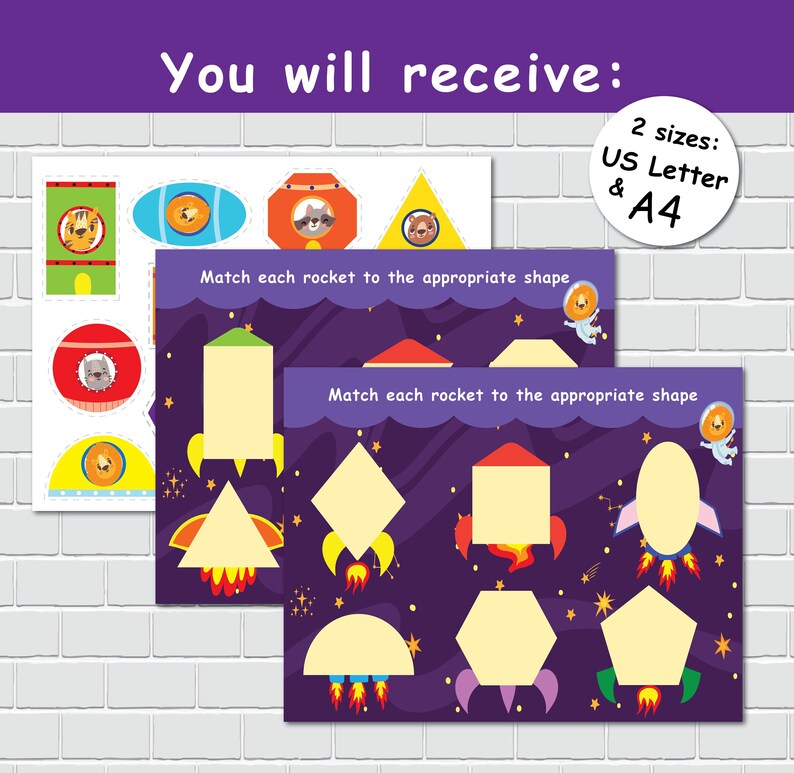 Shape Matching Activity, 2D Shapes, Space Busy Book Page, File Folder ...