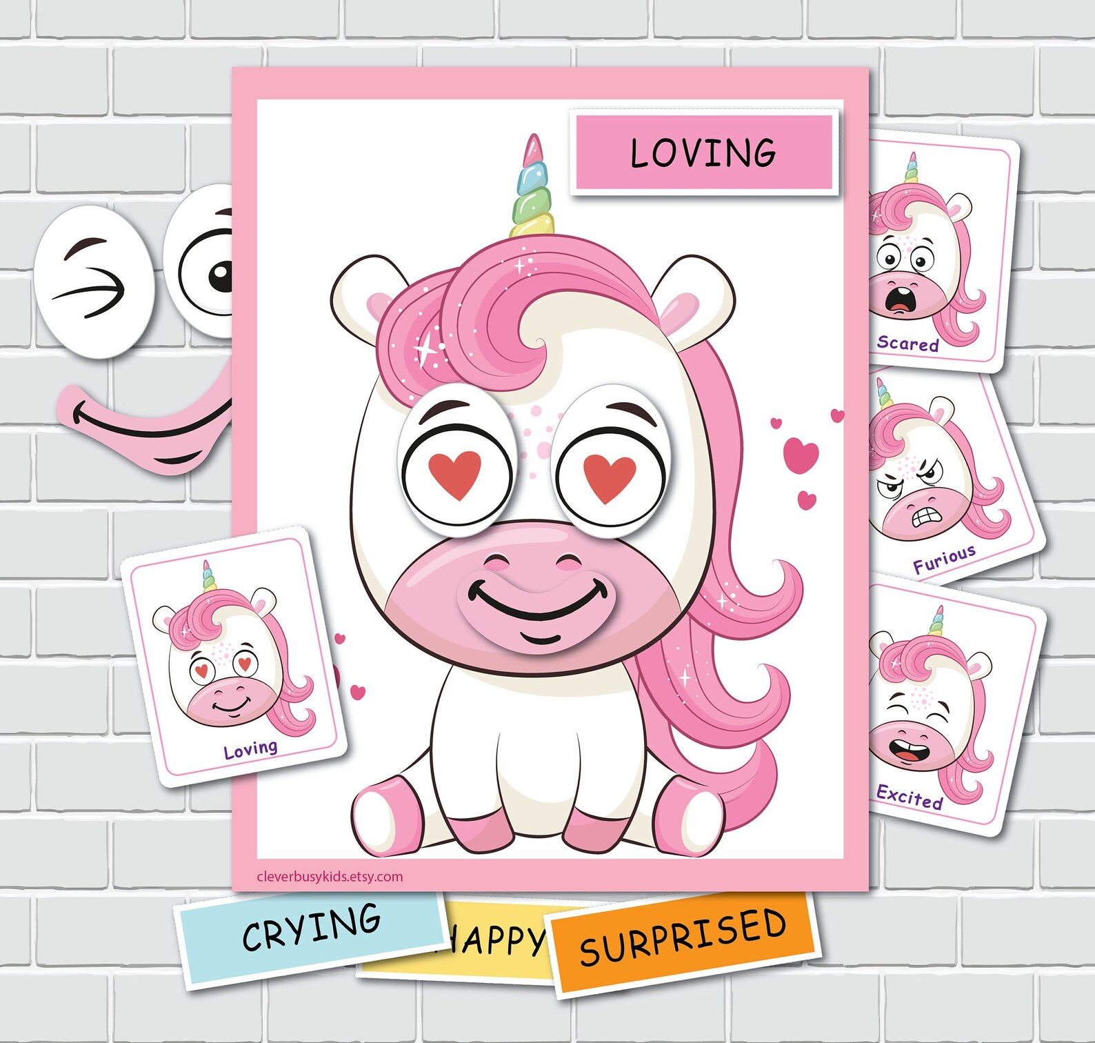 Emotions and Feelings Matching Game, Unicorn Theme Activity for Kids ...
