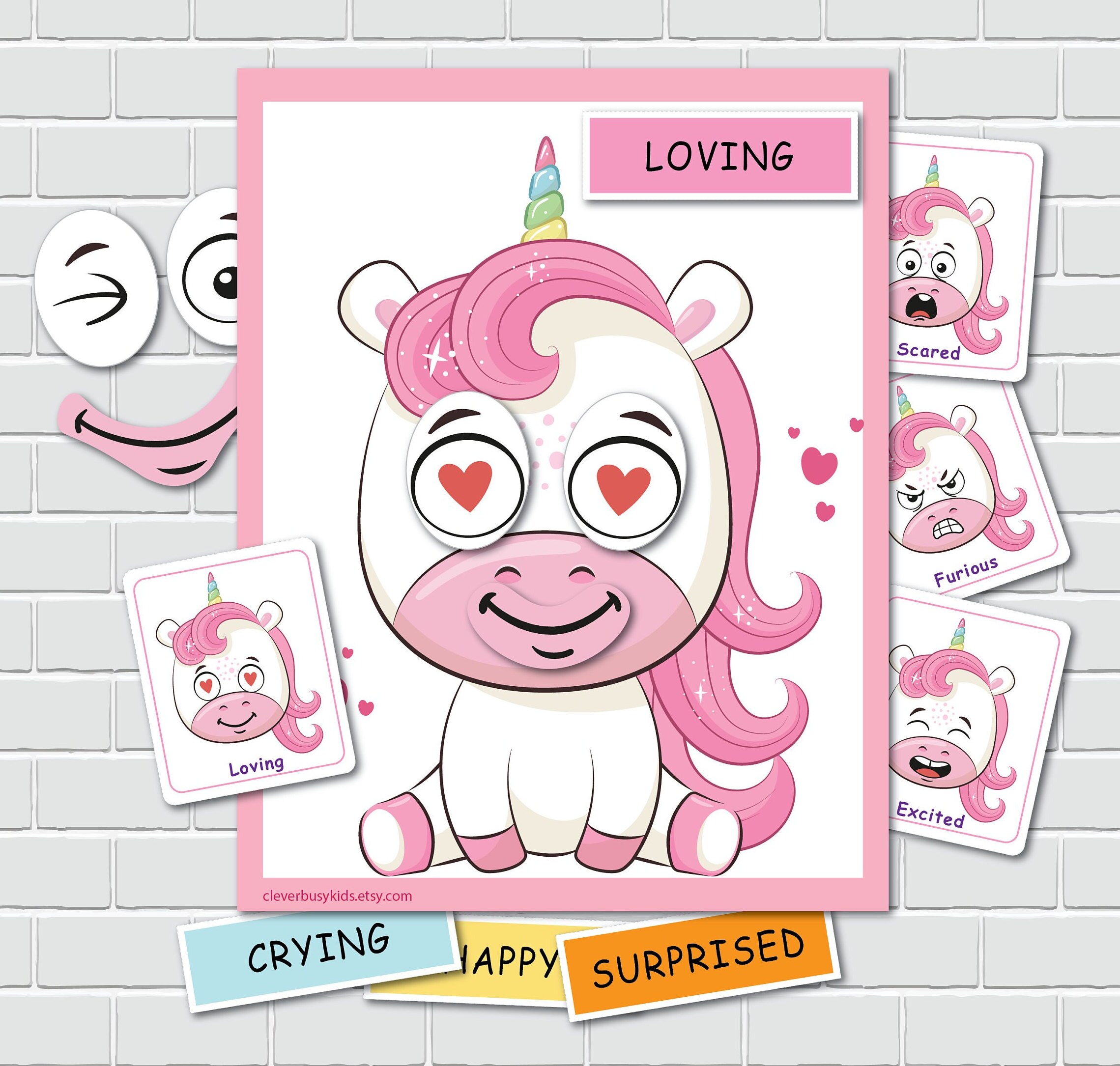 Emotions and Feelings Matching Game Unicorn Theme Activity - Etsy