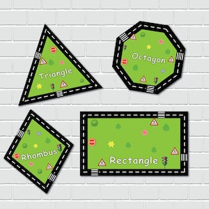 Road Shape Mats for Preschool, 2D Shapes Printable Activity, Homeschool ...